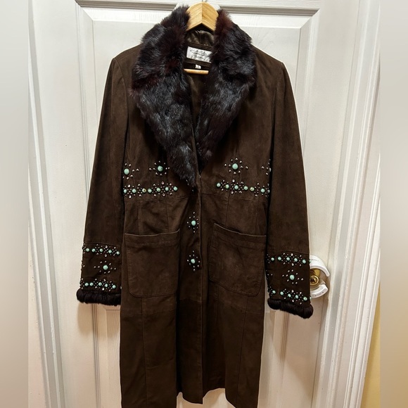 Tasha Polizzi | Jackets & Coats | Tasha Polizzi Brown Suede And Fauxfur ...